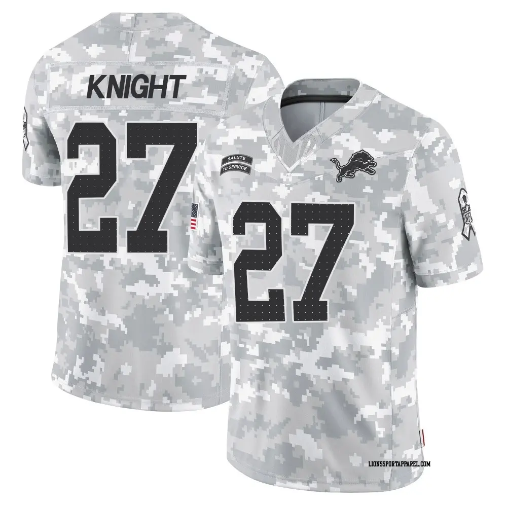 Limited Arctic Camo Youth Zonovan Knight Detroit Lions 2024 Salute to ...